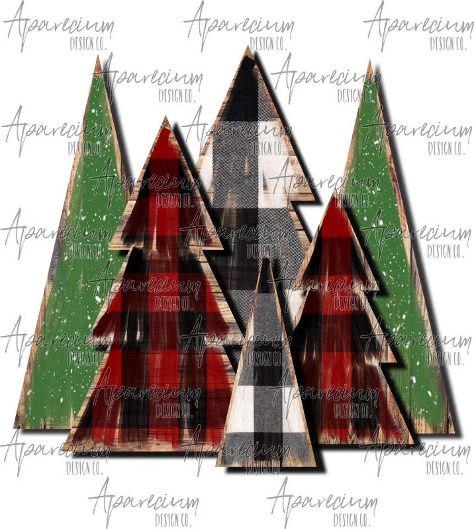 DIGITAL FILE Wooden Buffalo Plaid Farmhouse Christmas Tree Sublimation ...