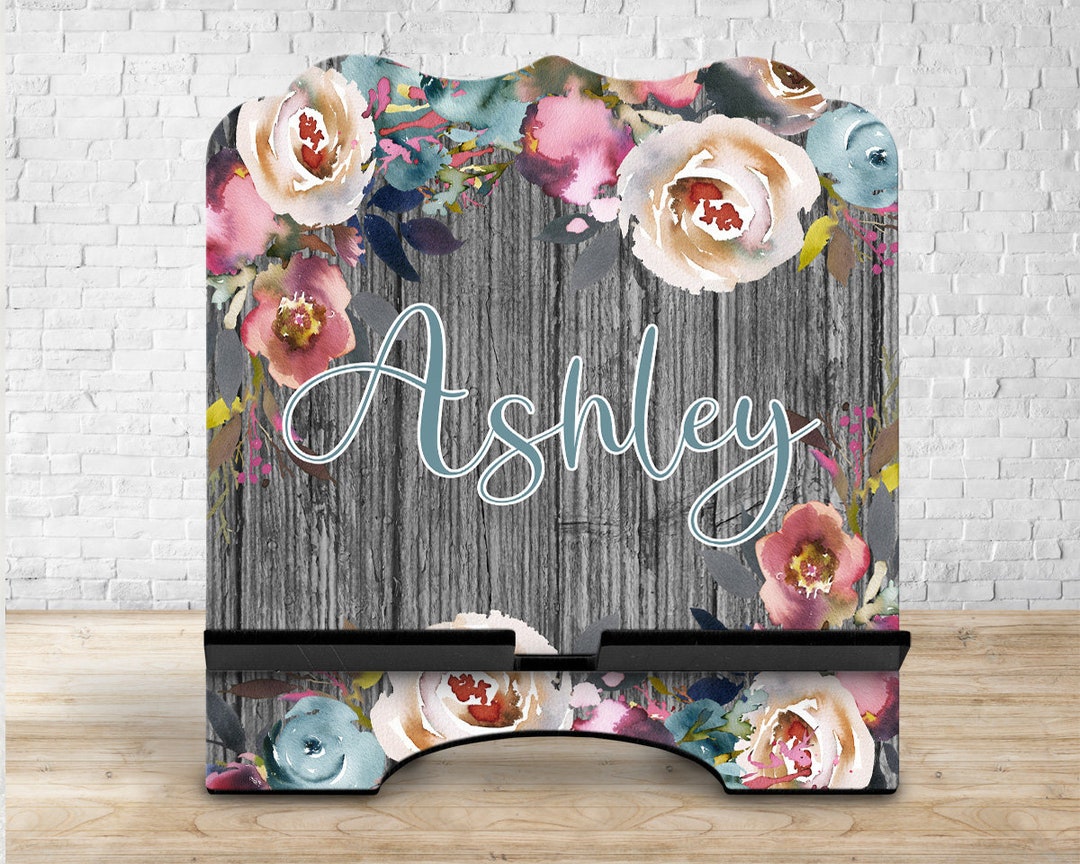 DIGITAL FILE Wooden Indigo and Pink Floral Tablet Stand Sublimation ...