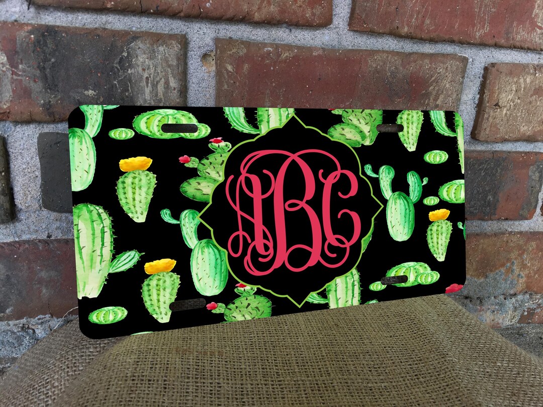 DIGITAL FILE Watercolor Cactus Monogram License Plate Sublimation ...