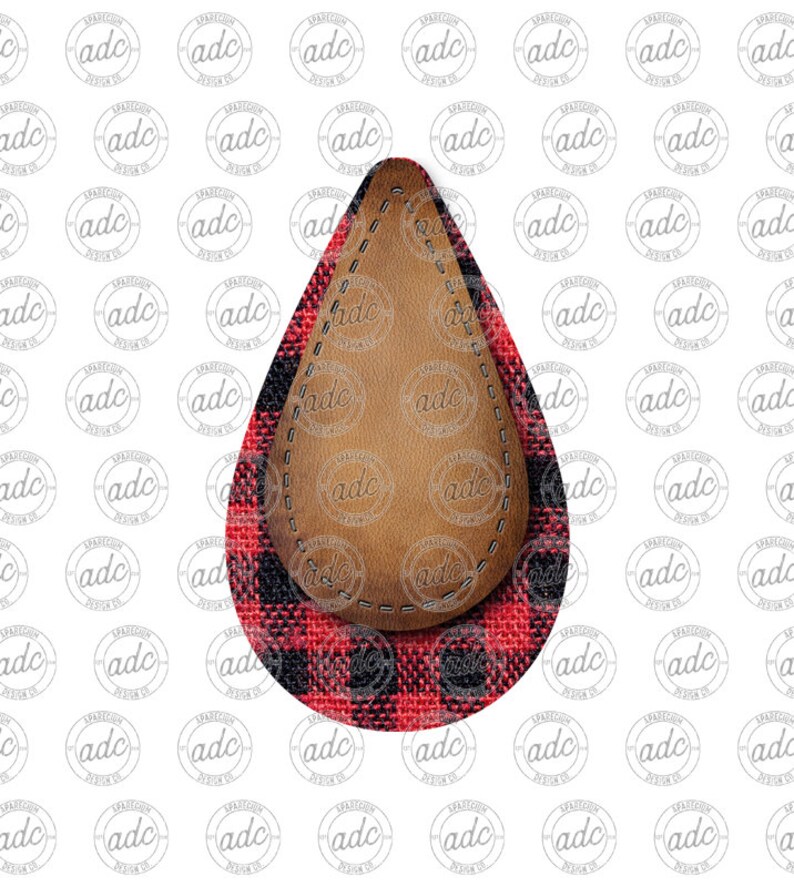 DIGITAL FILE Red Buffalo Plaid and Leather Look Monogram Drop - Etsy