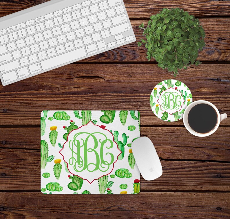DIGITAL FILE Watercolor Cactus Mouse Pad and Coaster Desk Set - Etsy