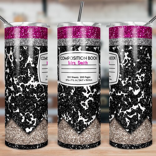 DIGITAL FILE Composition Book Glitter Teacher Pencil Skinny - Etsy