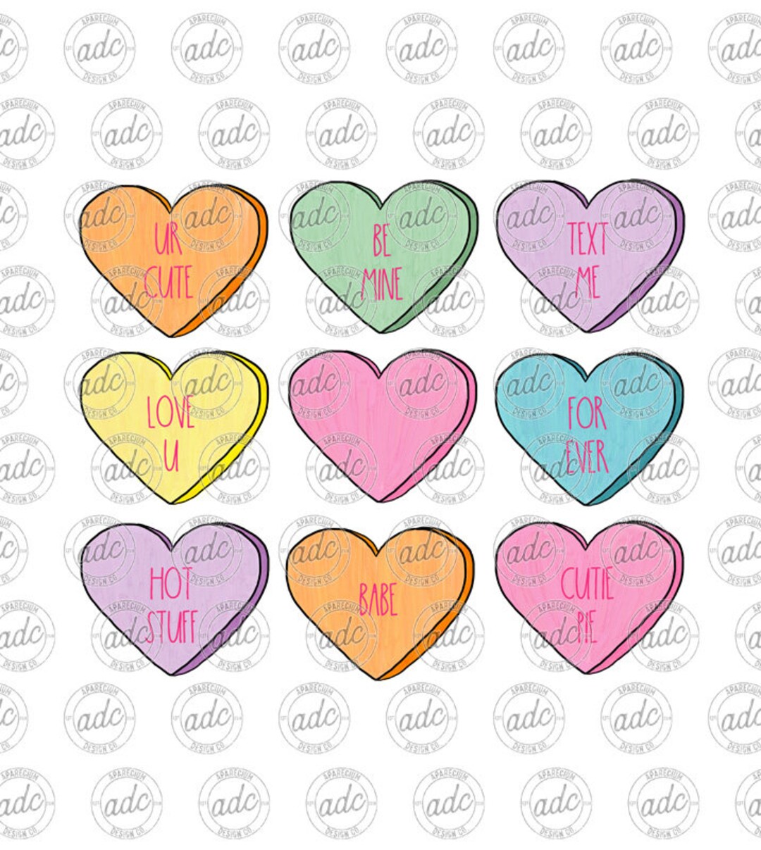 DIGITAL FILE Valentine's Day Conversation Hearts Sublimation Design - Etsy