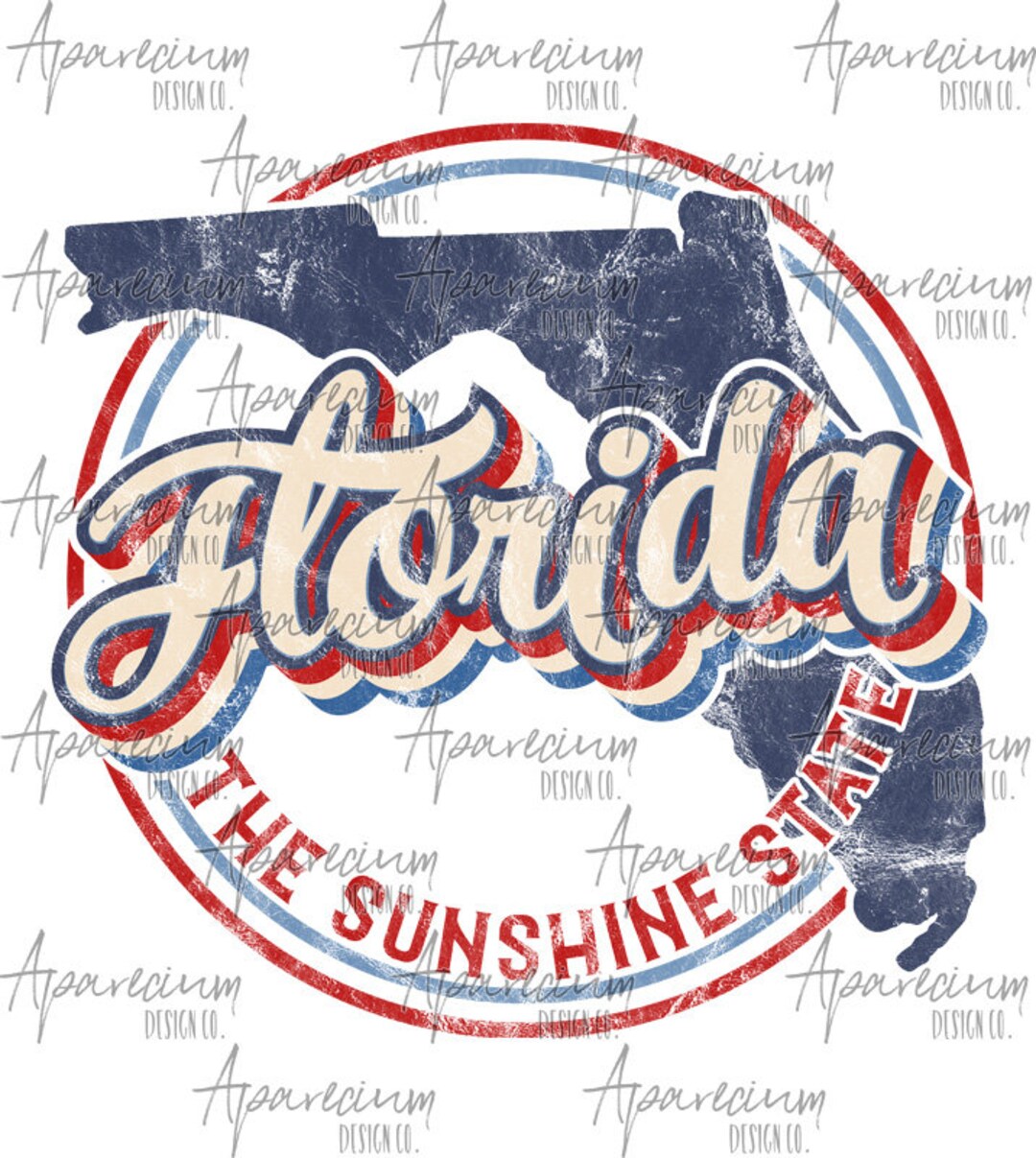 DIGITAL FILE Retro State of Florida Sublimation Design - Etsy