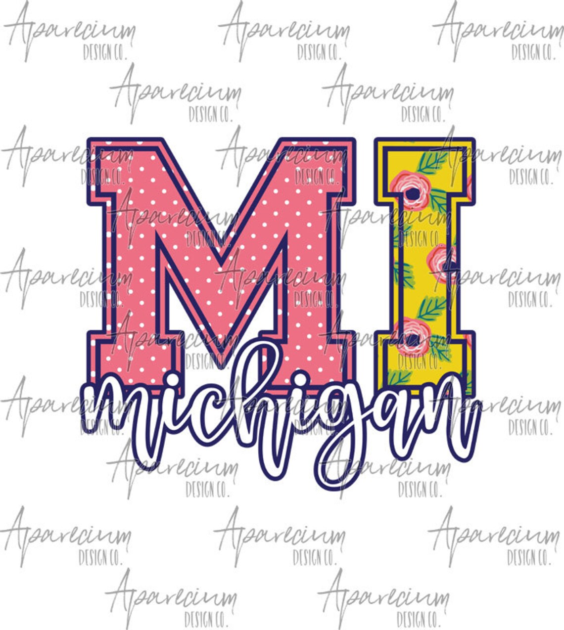 DIGITAL FILE Colorful Floral Michigan State Abbreviation Sublimation ...
