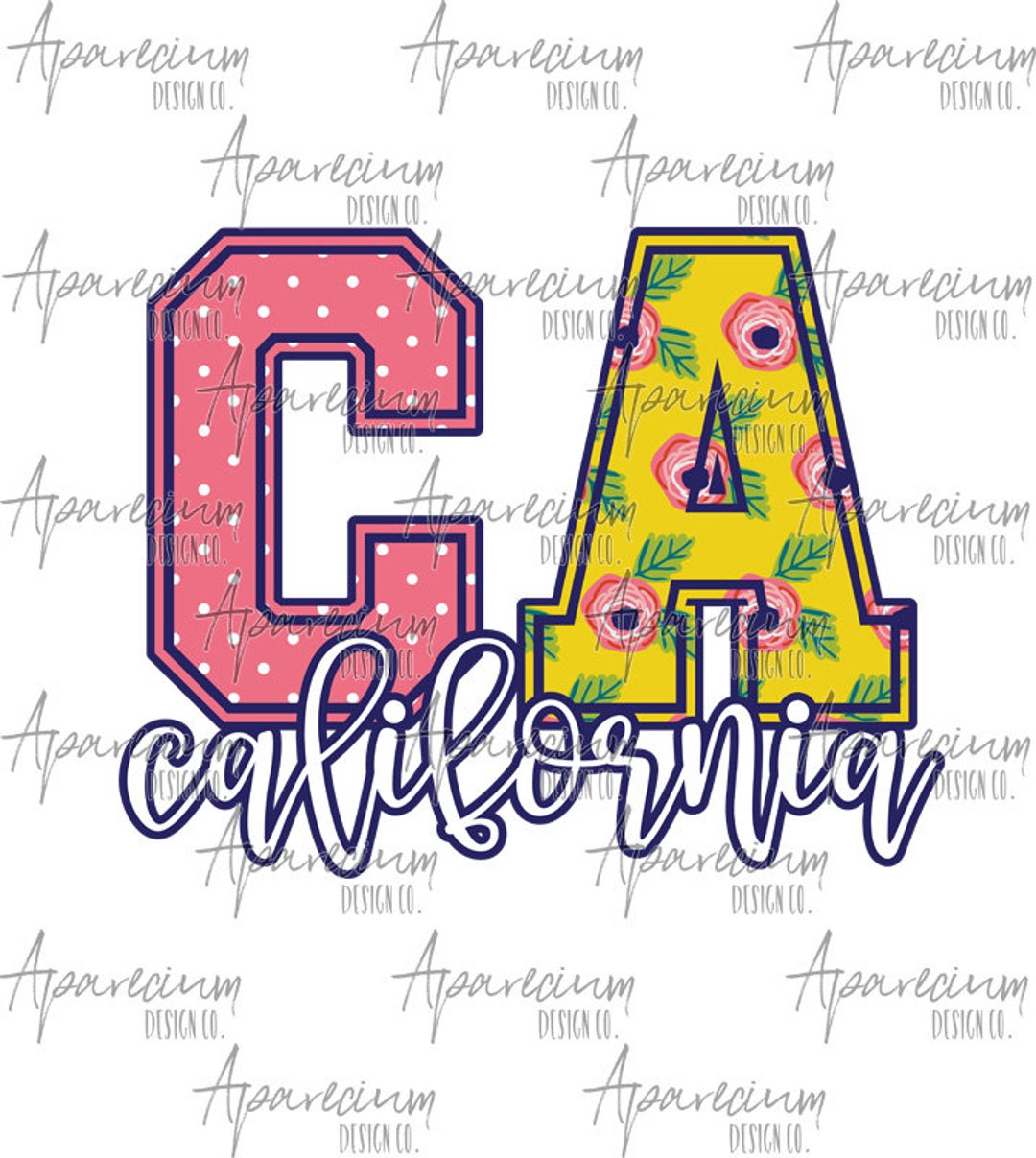 DIGITAL FILE Colorful Floral California State Abbreviation Sublimation ...