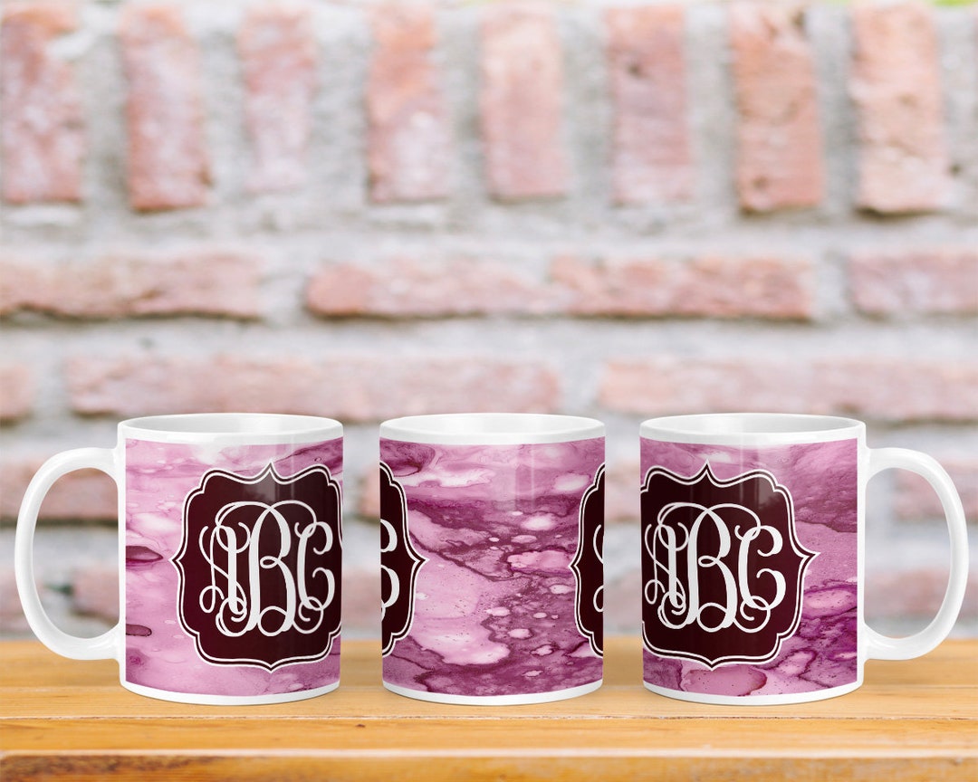 DIGITAL FILE Pink Inky Monogram Full Wrap Mug Sublimation Design - Etsy