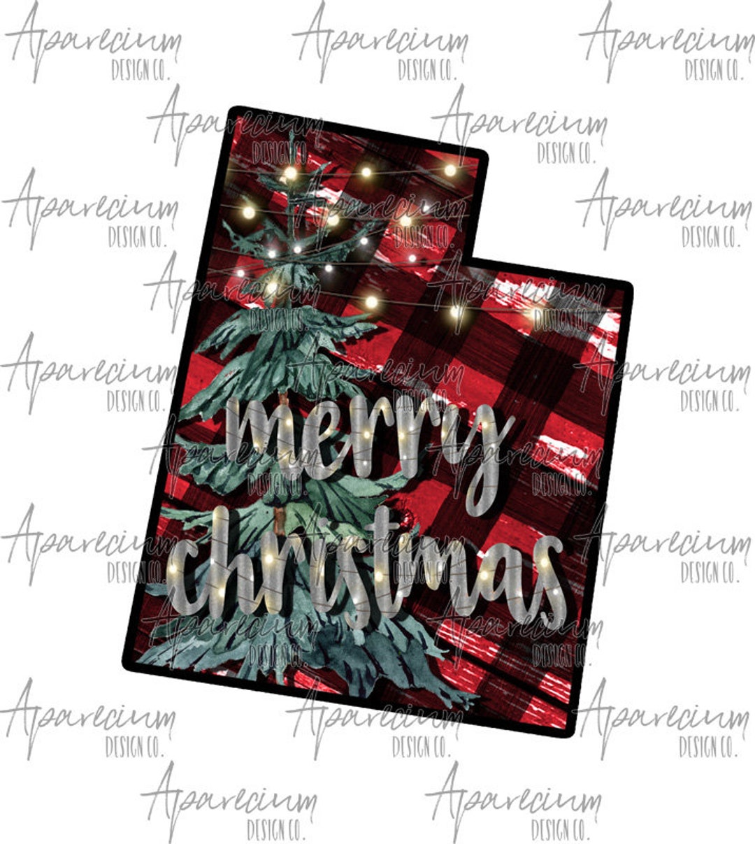 DIGITAL FILE Wooden Buffalo Plaid Utah State Merry Christmas ...