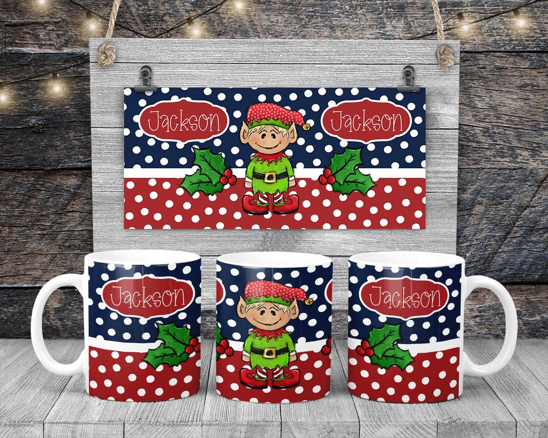 DIGITAL FILE Polka Dot Boy Elf Christmas Mug Sublimation Design - Etsy