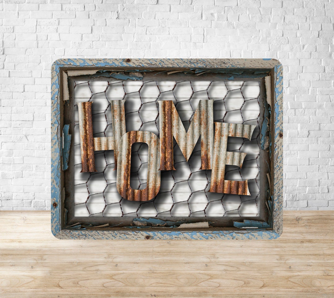 DIGITAL FILE Rusty Chicken Wire Galvanized Tin Home Dry Erase Board ...