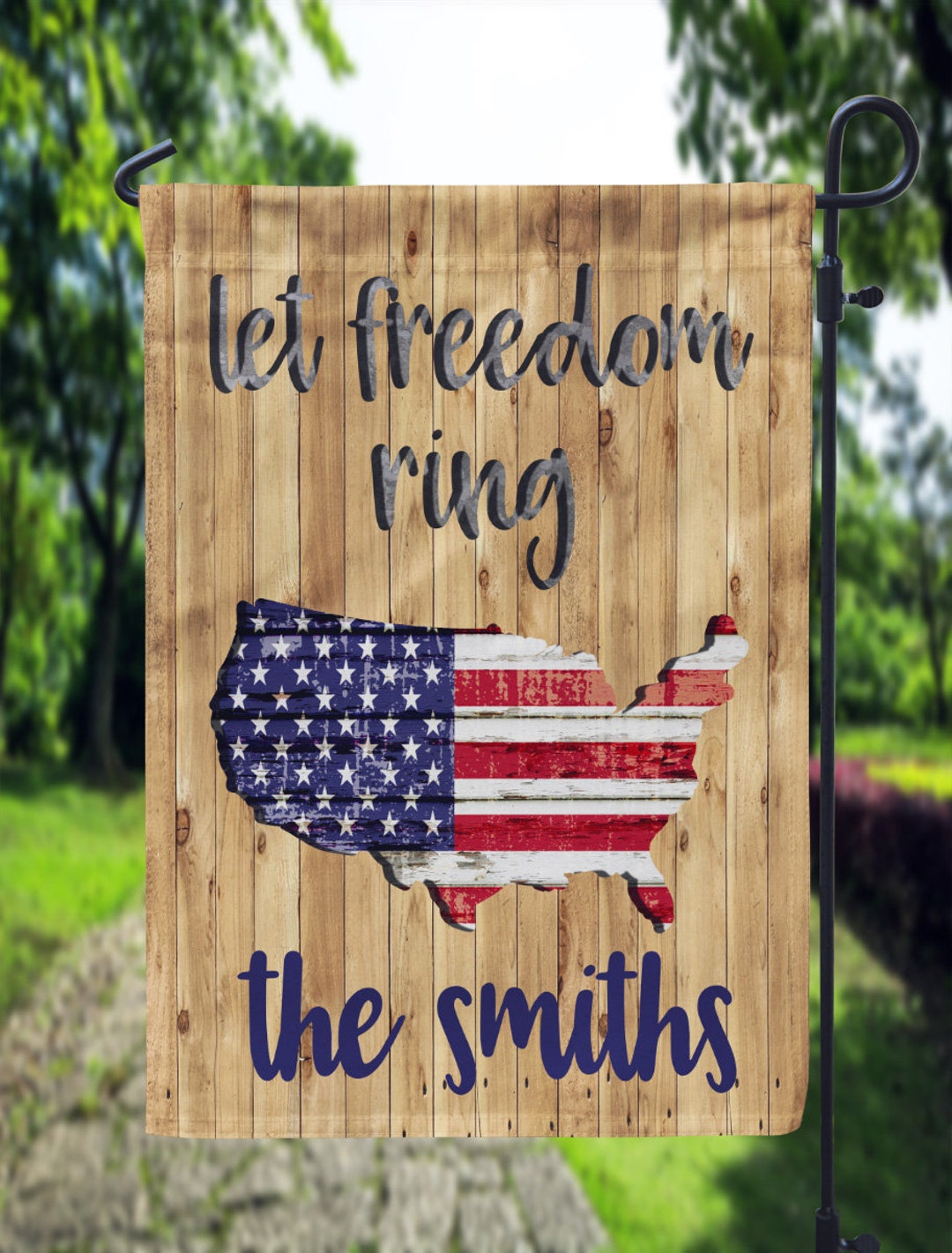 DIGITAL FILE Let Freedom Ring Wooden American Flag Garden Flag ...