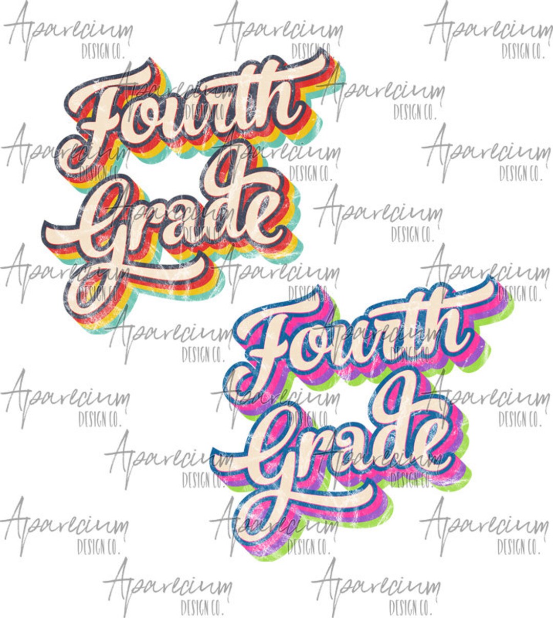 DIGITAL FILE Retro Fourth Grade Sublimation Design - Etsy