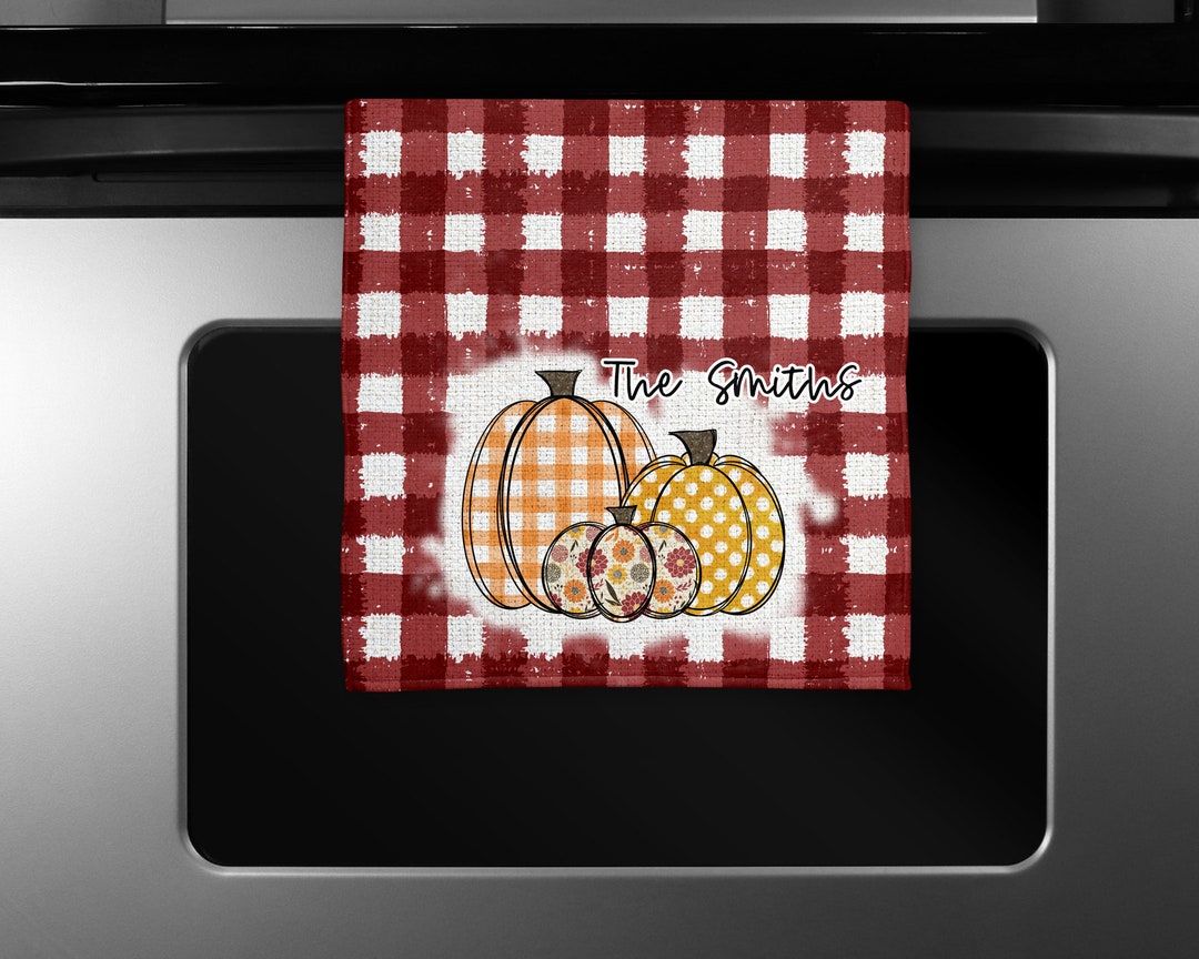 DIGITAL FILE Buffalo Plaid Pumpkin Trio Fall Dish Towel Sublimation ...