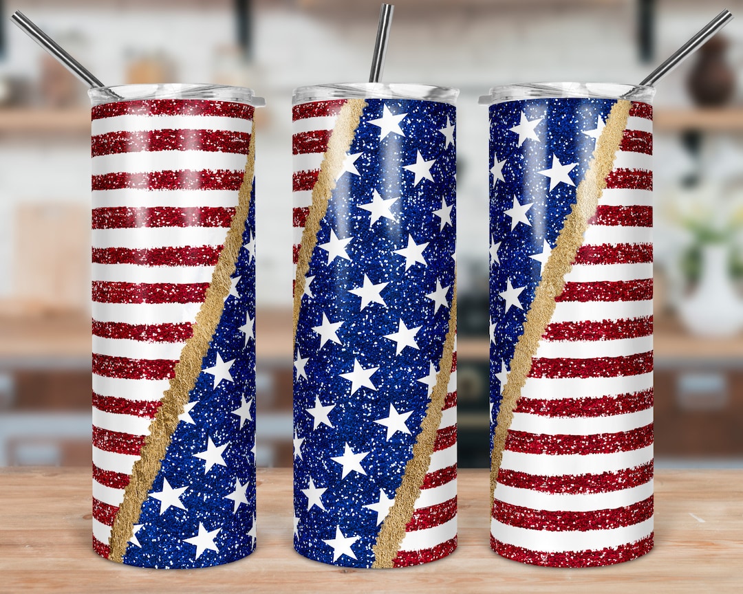 DIGITAL FILE American Flag Glitter Skinny Tumbler Sublimation Design - Etsy