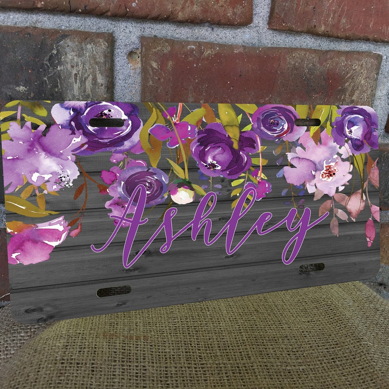 Floral License Plate - Etsy