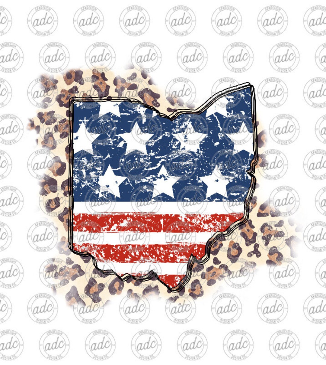 DIGITAL FILE Distressed American Flag Ohio State Leopard Print ...
