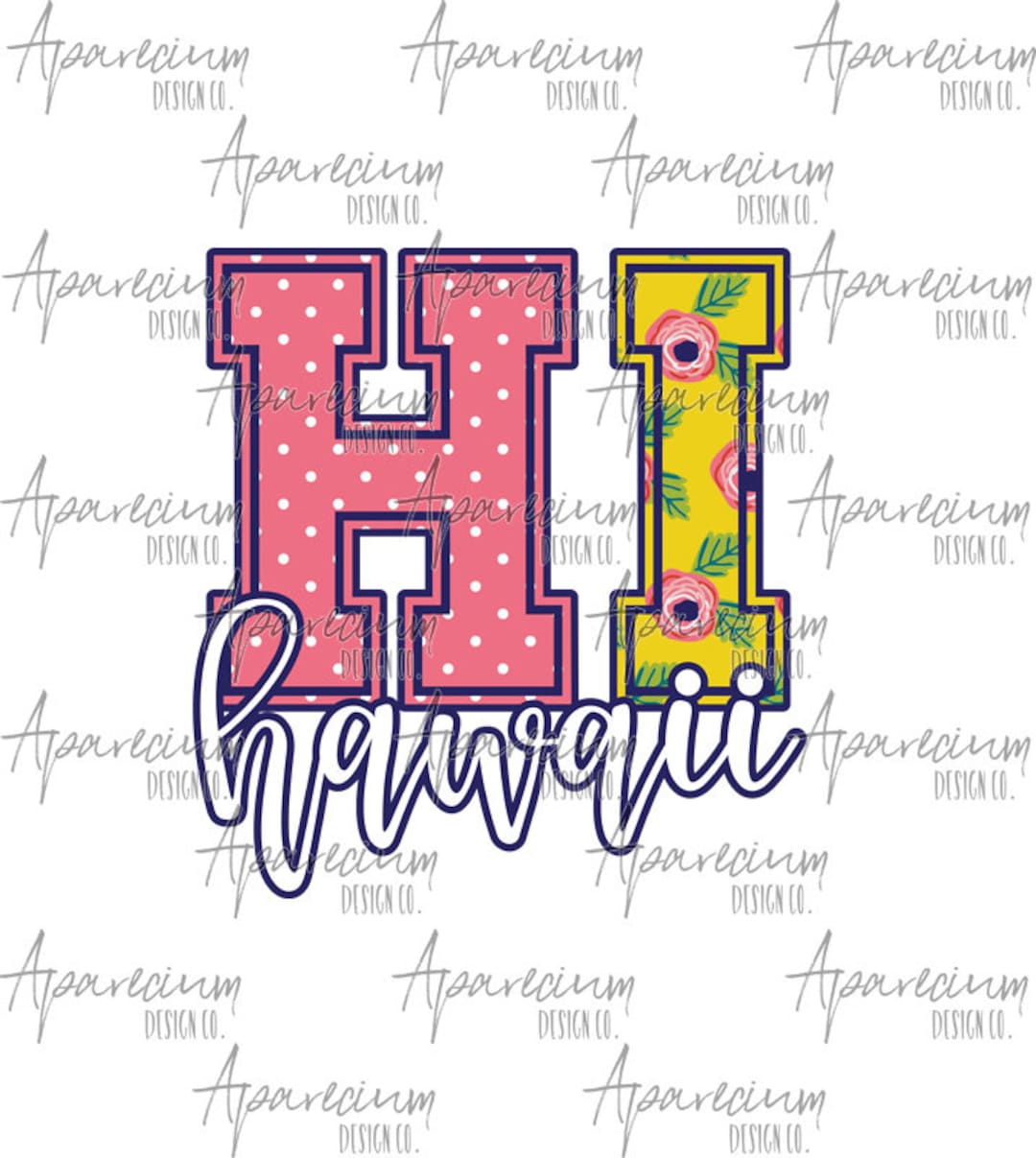 DIGITAL FILE Colorful Floral Hawaii State Abbreviation Sublimation ...