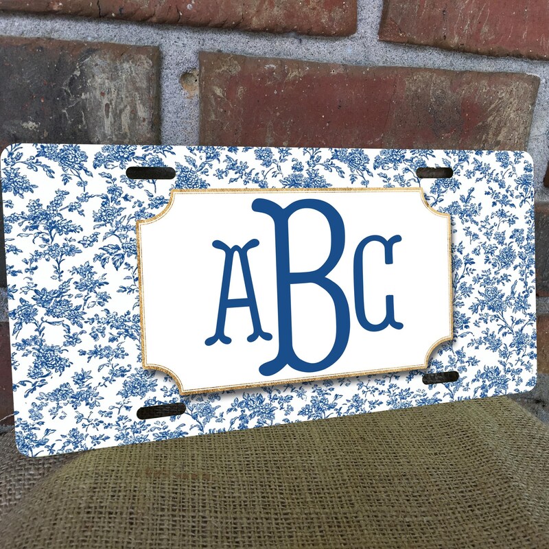 Blue and White License Plate - Etsy