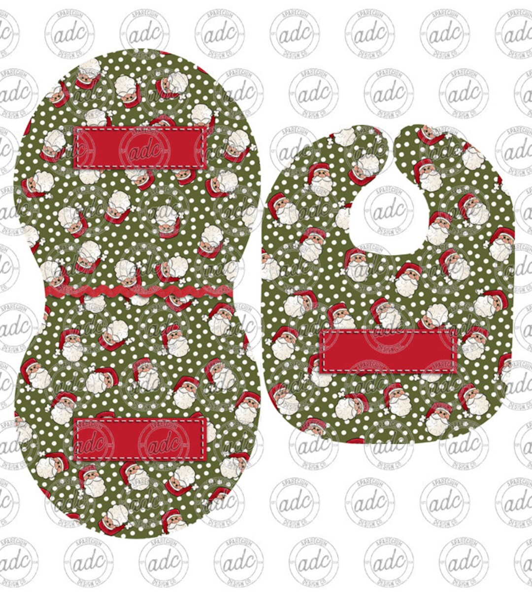 DIGITAL FILE Santa Claus Christmas Bib and Burp Cloth Sublimation ...