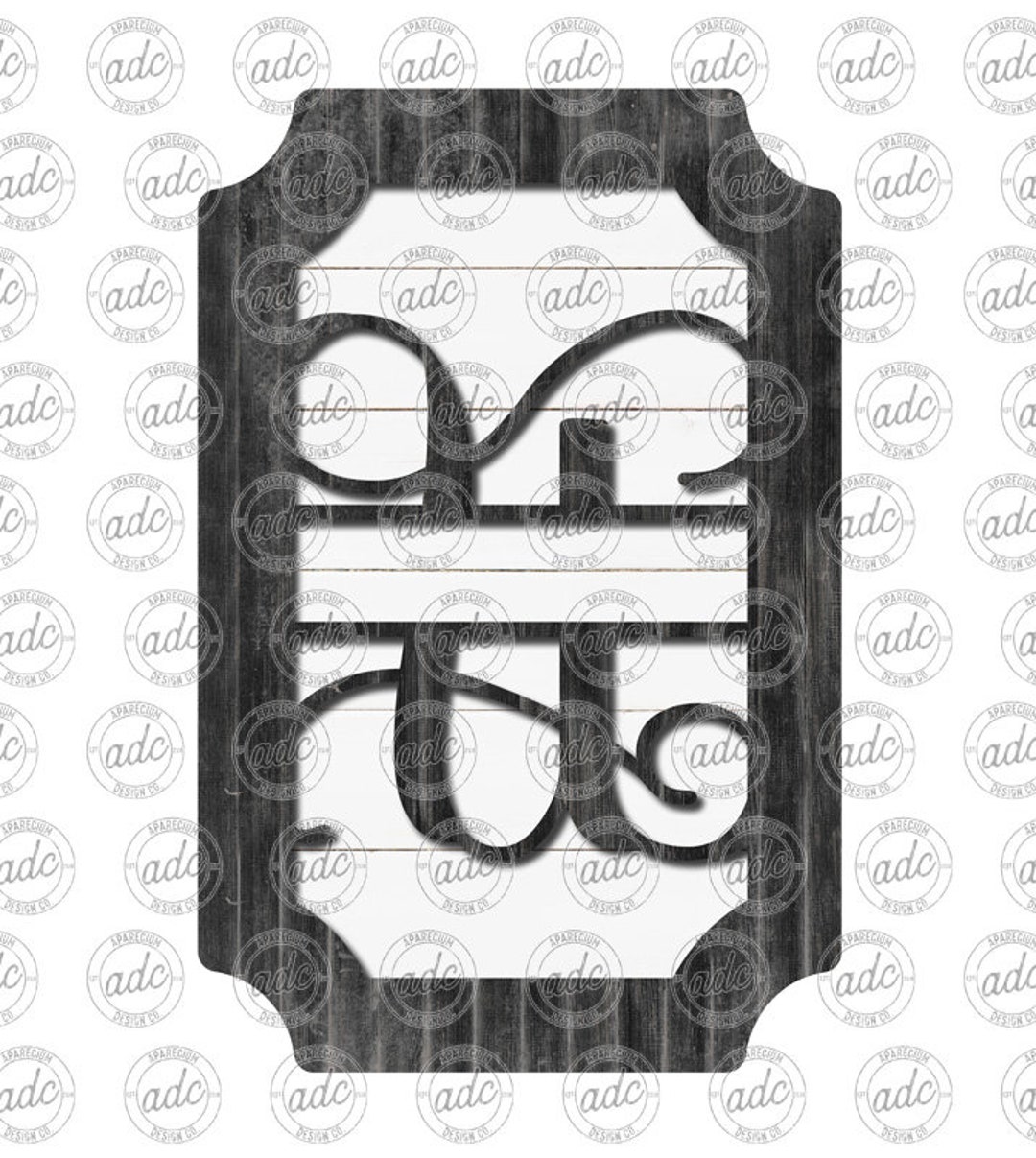DIGITAL FILE Letter U Fancy Shaped Split Monogram Ribbon Holder Door ...