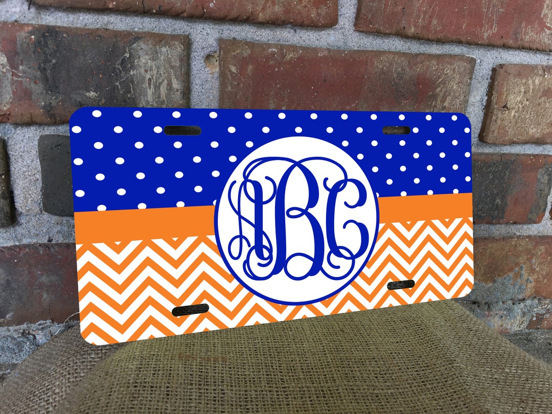 DIGITAL FILE Blue and Orange Monogram License Plate - Etsy