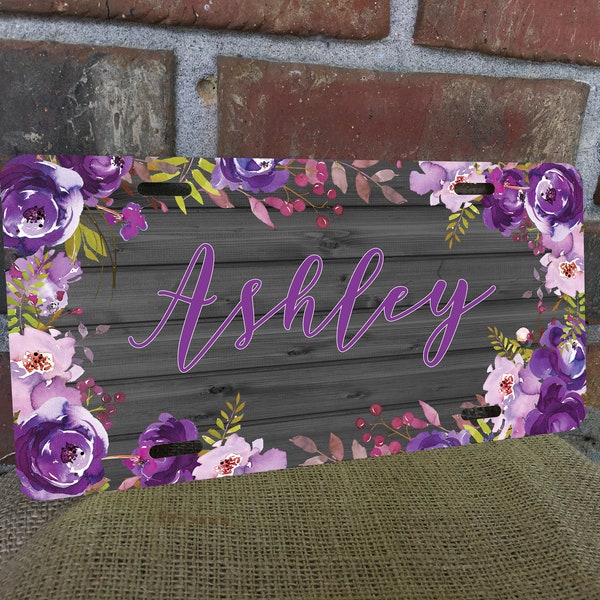 Floral License Plate - Etsy