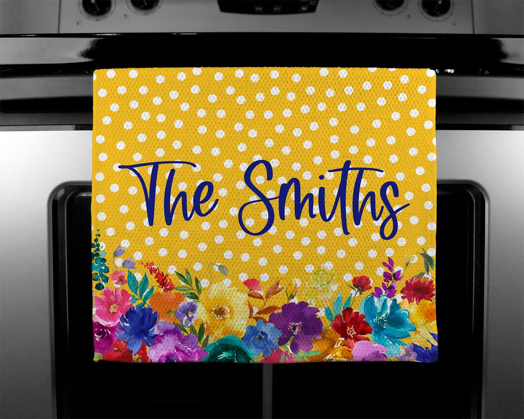 DIGITAL FILE Bright Mustard Floral Dish Towel Sublimation Design - Etsy