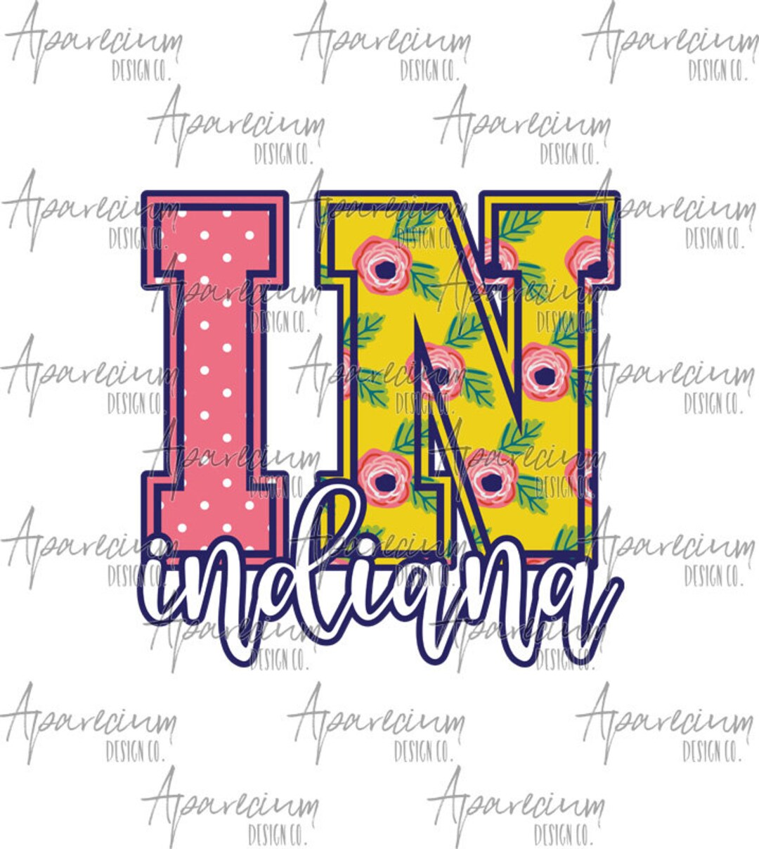 DIGITAL FILE Colorful Floral Indiana State Abbreviation Sublimation ...