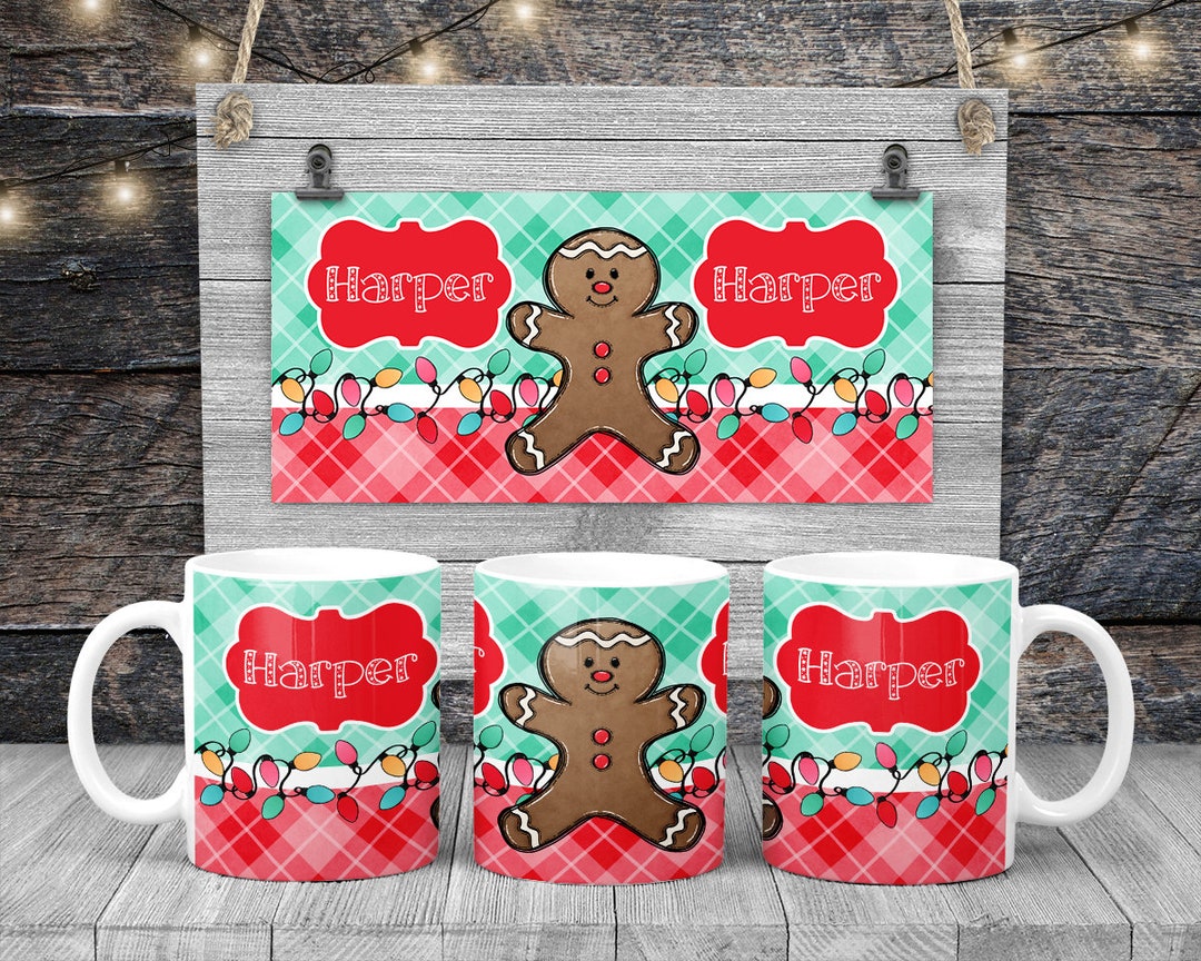 DIGITAL FILE Bright Colorful Gingerbread Cookie Mug Sublimation Design ...
