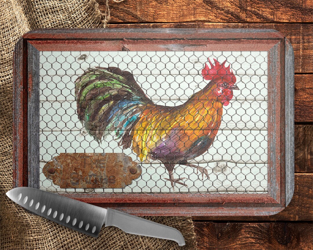 DIGITAL FILE Wooden Frame, Chicken Wire, and Painted Rooster Rectangle ...