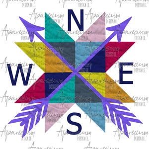 DIGITAL FILE Quilted Compass Sublimation Design - Etsy