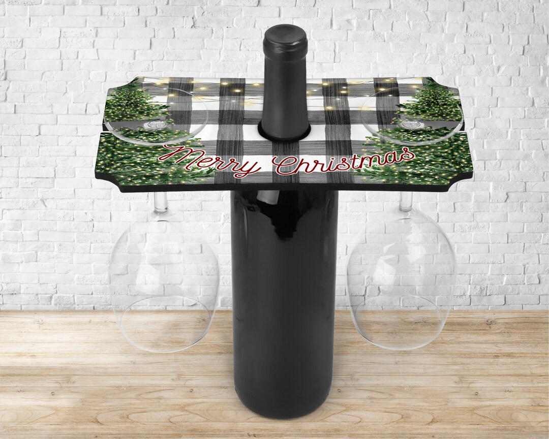 DIGITAL FILE White Buffalo Plaid String Light Christmas Tree Wine Caddy ...