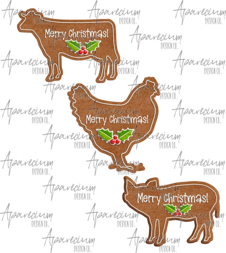 DIGITAL FILE Gingerbread Cookie Farm Animal Cow Pig and - Etsy