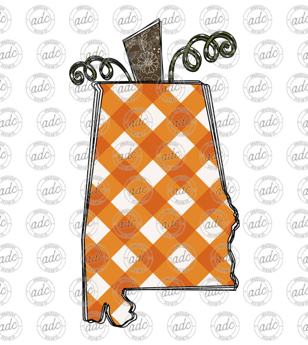 DIGITAL FILE State of Alabama Buffalo Plaid Pumpkin Sublimation Design ...