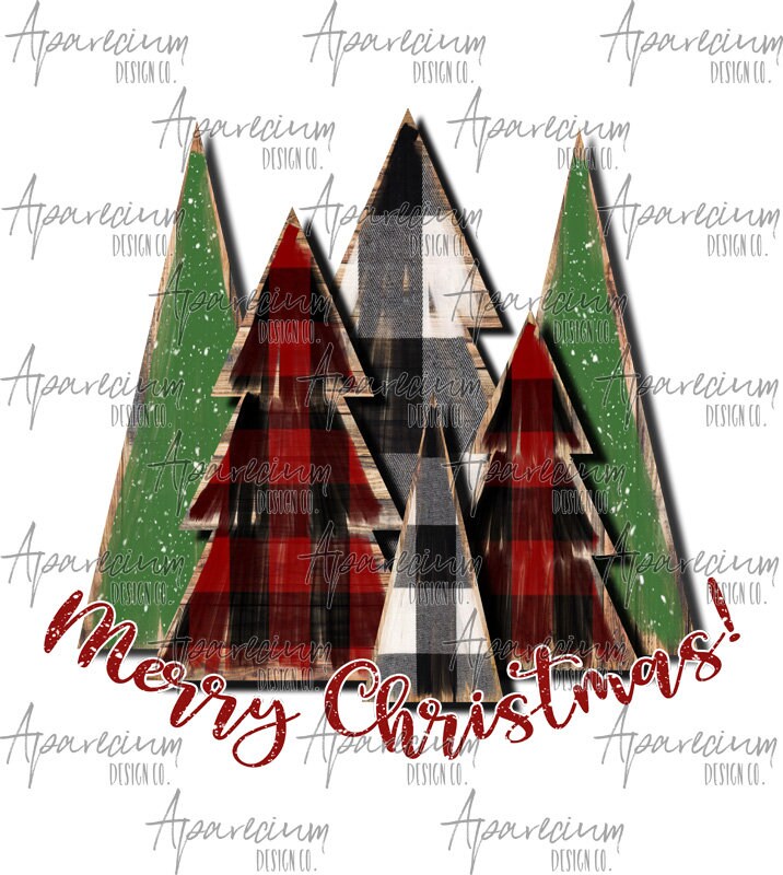DIGITAL FILE Wooden Buffalo Plaid Farmhouse Christmas Tree Sublimation ...