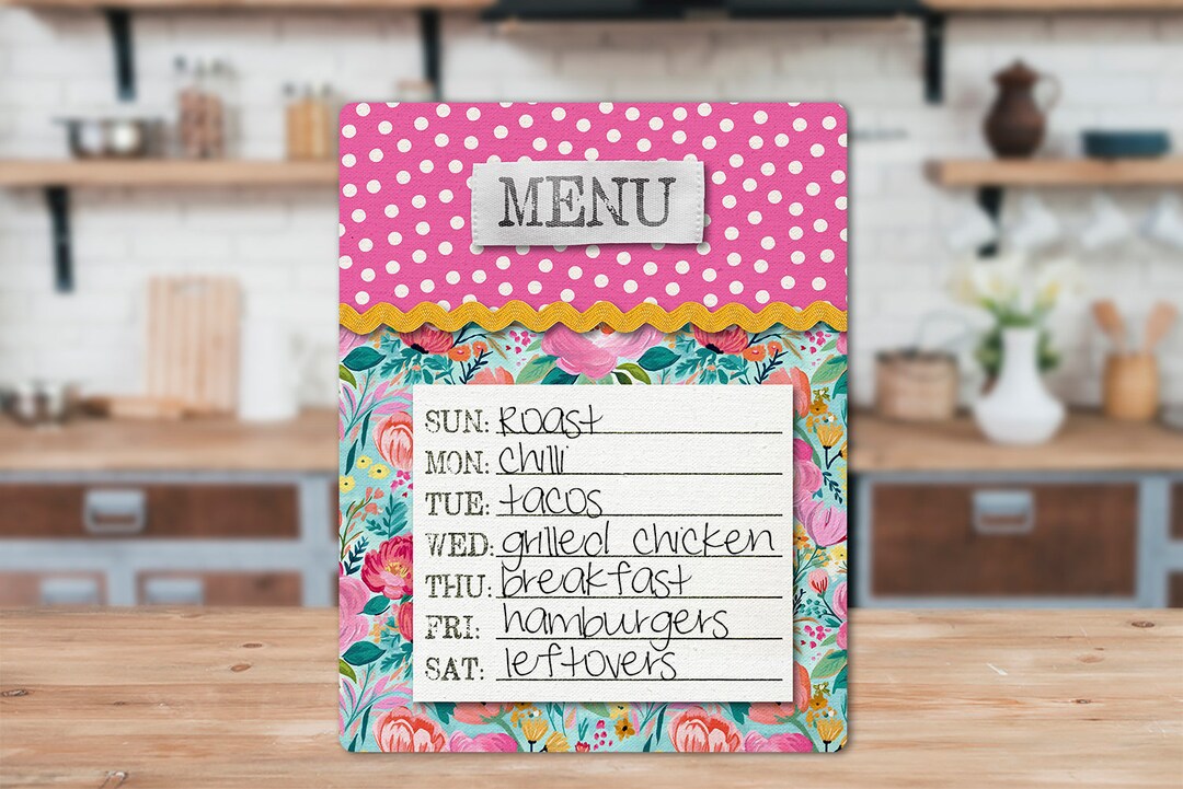 DIGITAL FILE Painted Pink Floral Menu Dry Erase Board Sublimation ...