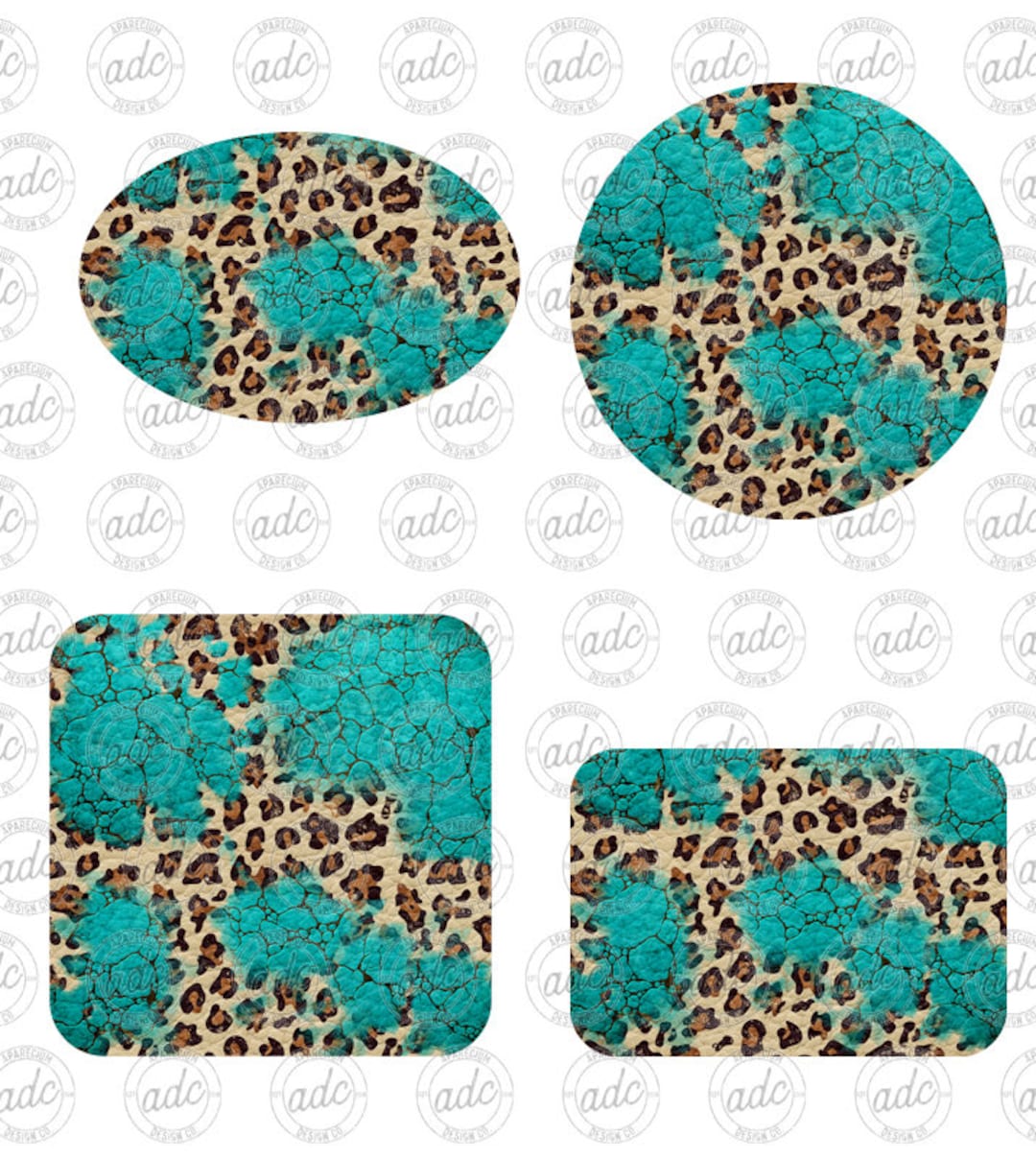DIGITAL FILE Leopard Print and Turquoise Leather Look Patch Sublimation ...