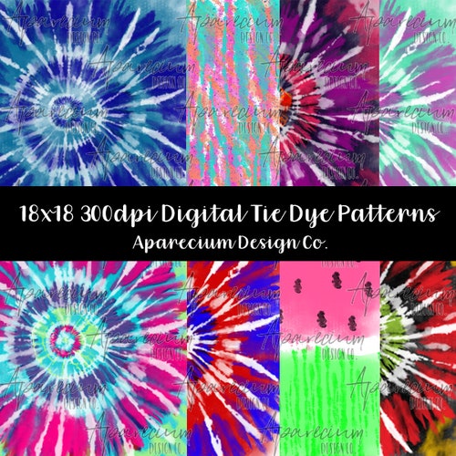 Tie Dye Digital Paper Set 1 Seamless Colorful Tie-dye | Etsy