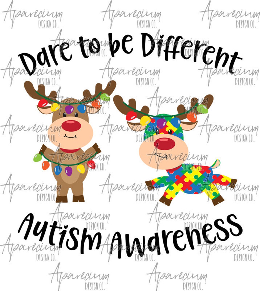DIGITAL FILE Dare to Be Different Reindeer Autism Awareness Sublimation ...