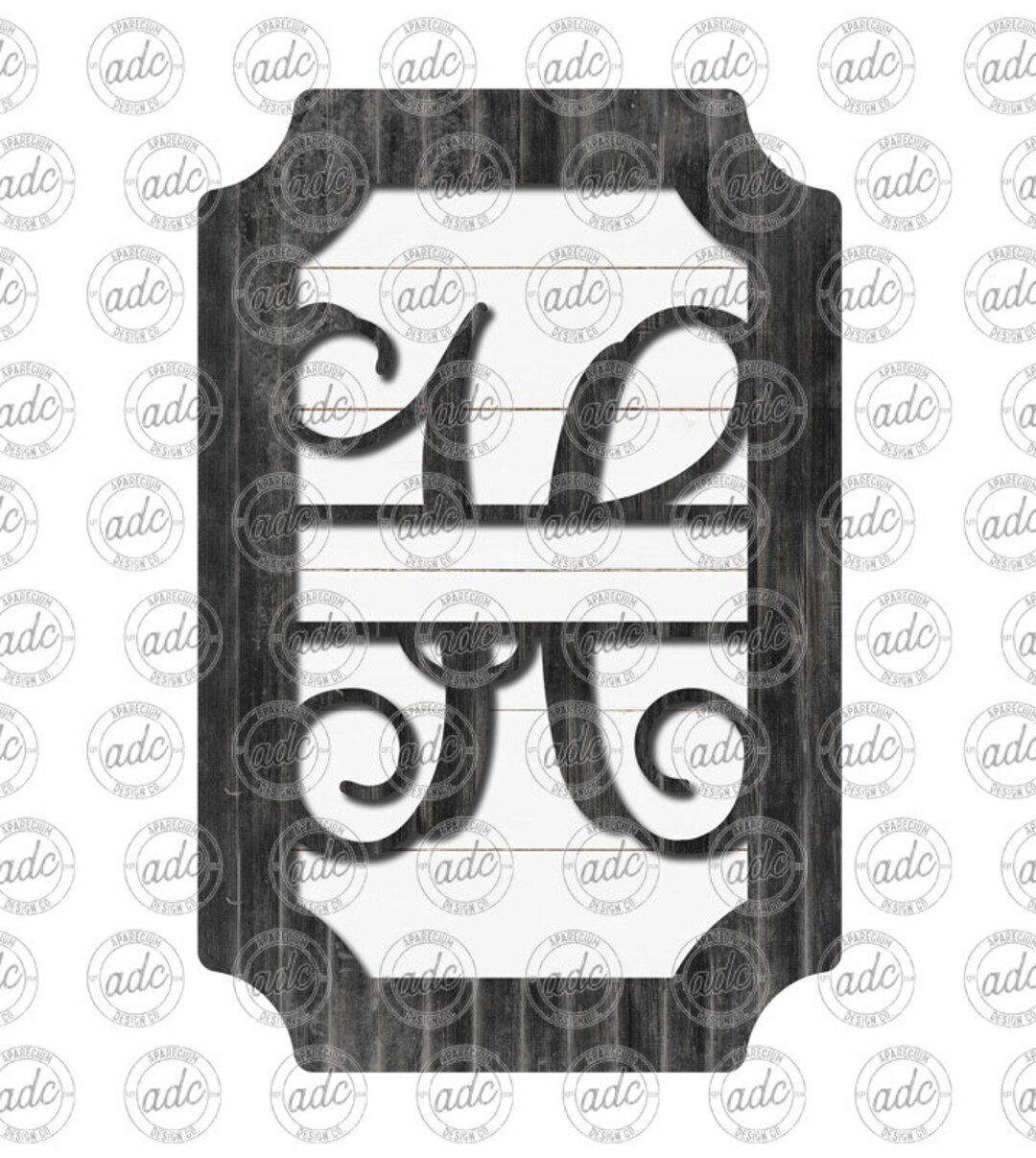 DIGITAL FILE Letter H Fancy Shaped Split Monogram Ribbon Holder Door ...