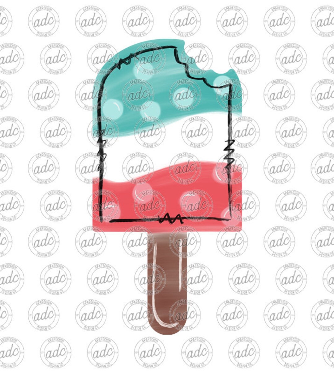 DIGITAL FILE Teal and Coral Polka Dot Summer Popsicle Door Hanger ...