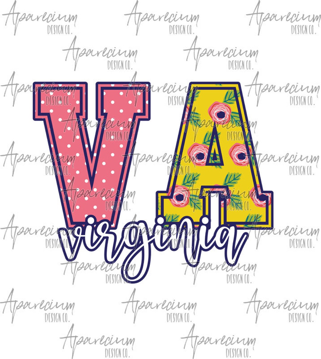 DIGITAL FILE Colorful Floral Virginia State Abbreviation Sublimation ...