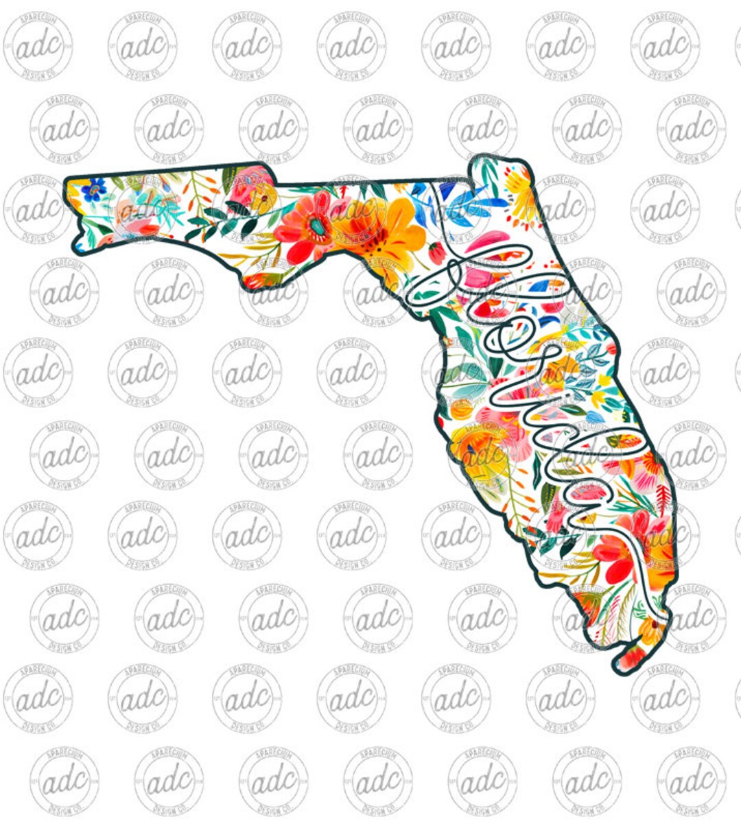 DIGITAL FILE Bright Floral State of Florida Sublimation Design - Etsy