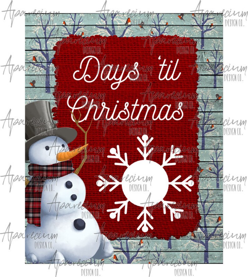 DIGITAL FILE Rustic Snowman Days Til Christmas Count Down Dry Erase ...