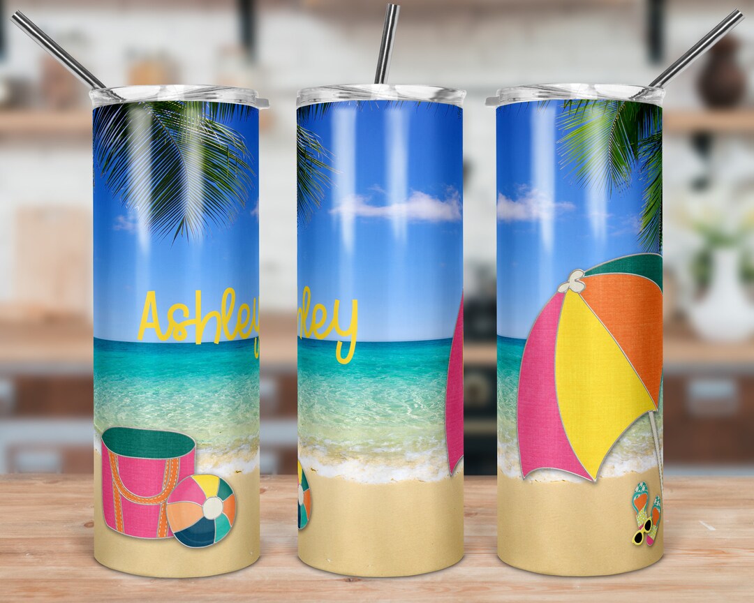 DIGITAL FILE Beach Scene Skinny Tumbler Sublimation Design - Etsy