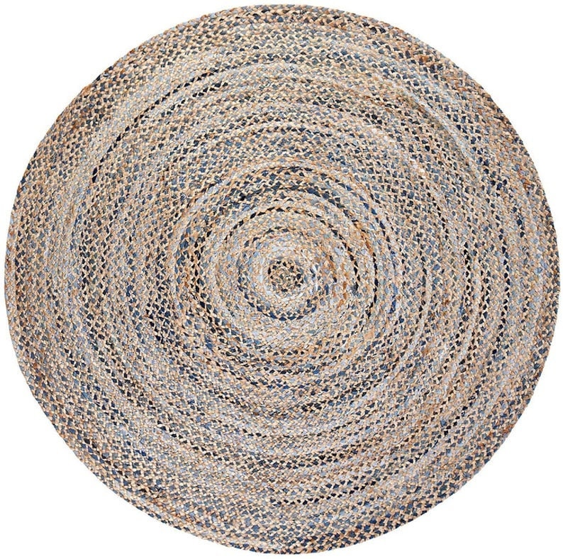 Hot Sale Denim Jute Round Rugs Indian Jaipuri Handmade Jute & - Etsy