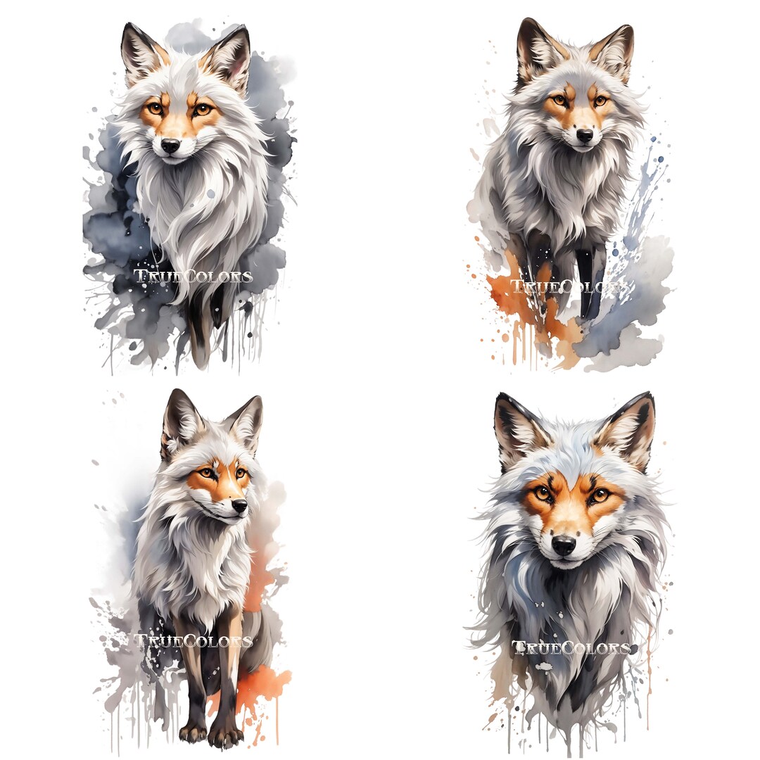 SILVER Fox Adult Wild SILVER FOX on Snow Winter Landscape Fox in Snow ...