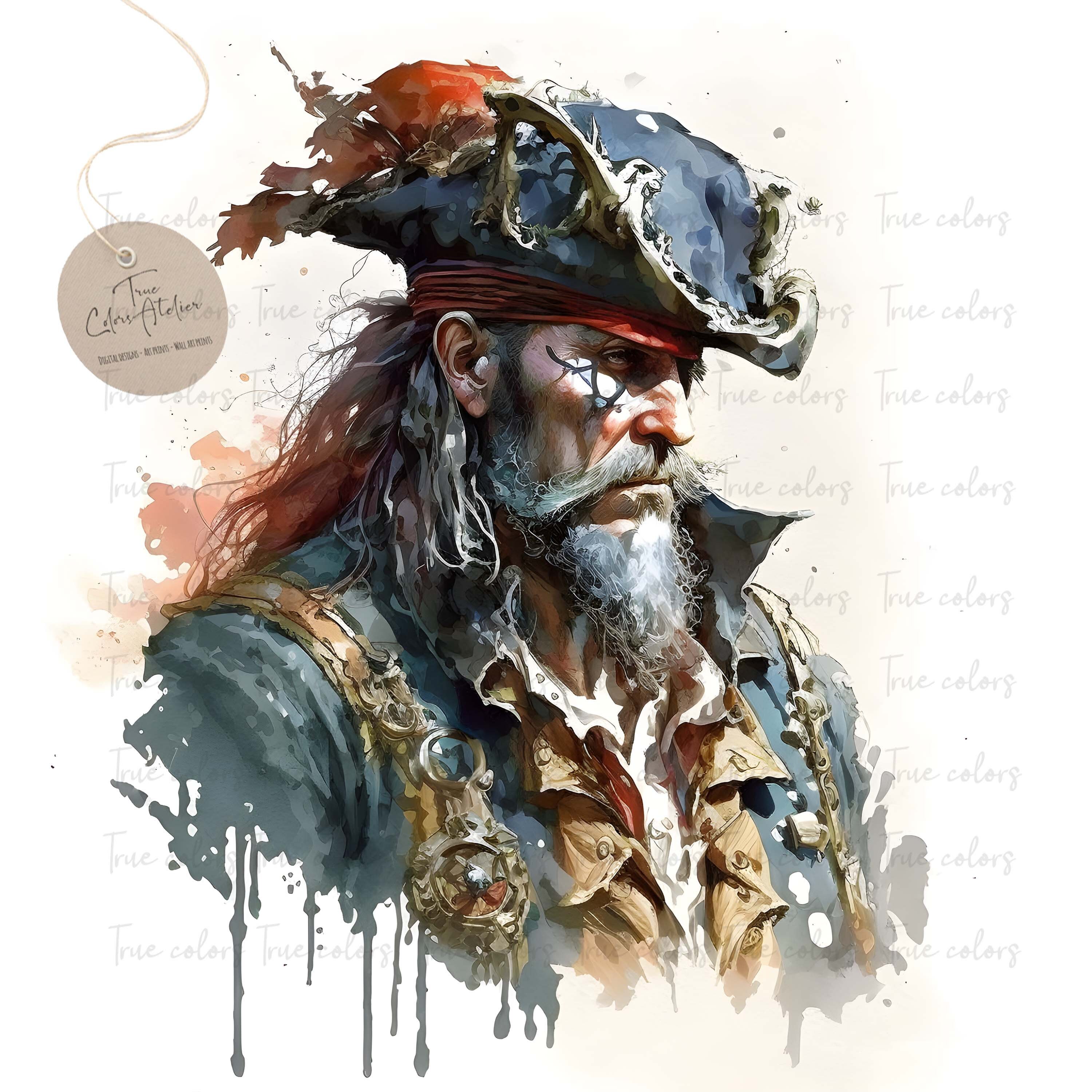 Pirate Watercolor Clipart Pirate Black Style Magical Clipart Pirates ...