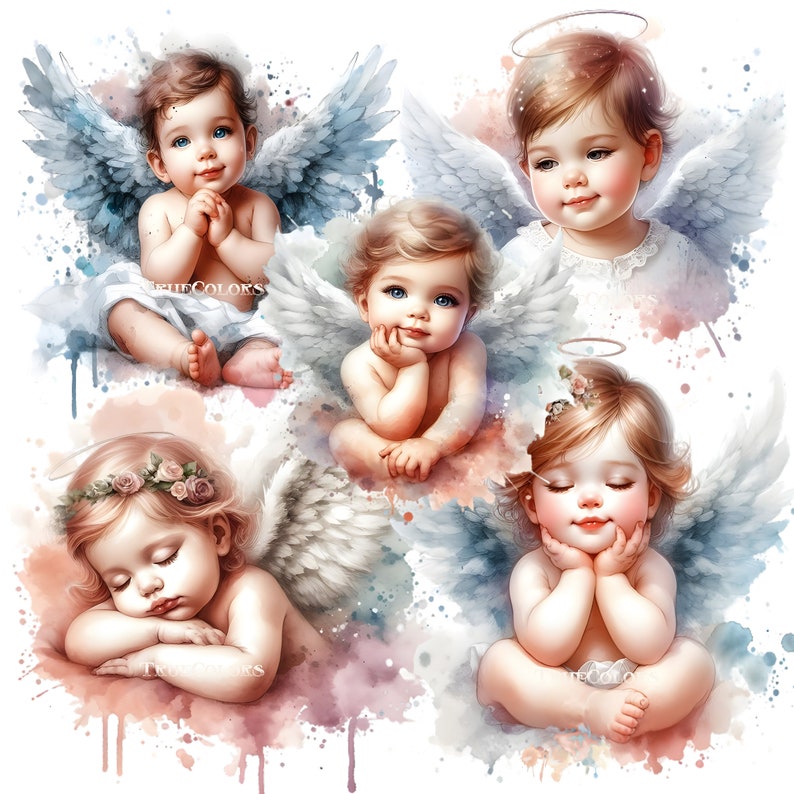 Litlle Angel Print Baby Angel Watercolor Angel Angel Baptism Angel Clip ...
