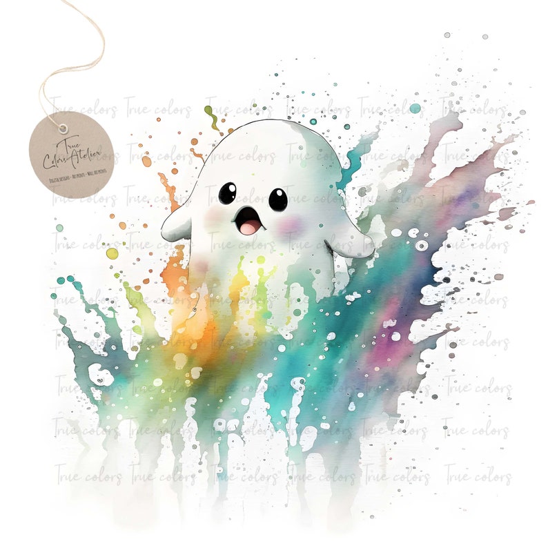 Cute Baby Ghost Clipart PNG Watercolor Cute Halloween - Etsy